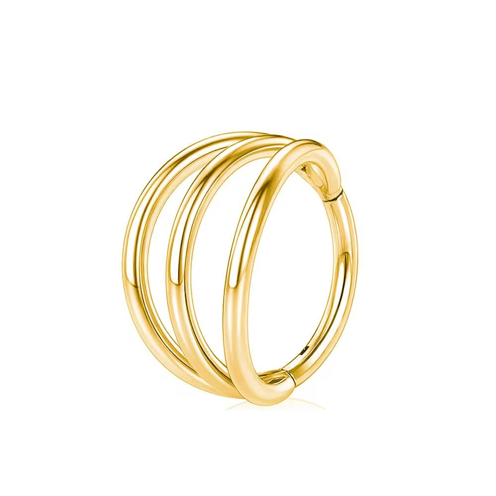 Piercing Aro Clicker Triple Liso Titanio – Pitaya Joyería