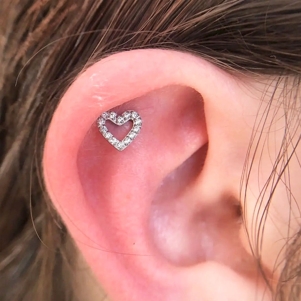 Piercing 1era Perforación Crystal Heart Titanio – Pitaya Joyería
